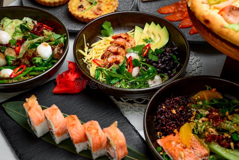 Mixed Food, There are Different Dishes on the Table Stock Image - Image ...