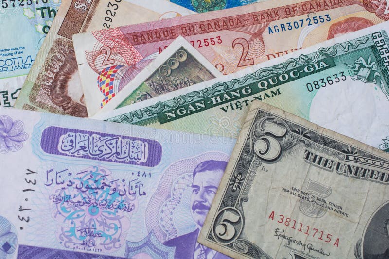 Mixed Foreign Money Bank Notes Background Stock Image - Image of ...