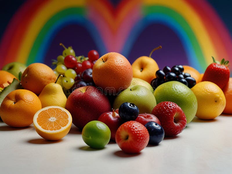 Mixed Fresh Colorful Fruit Image Stock Illustration - Illustration of ...