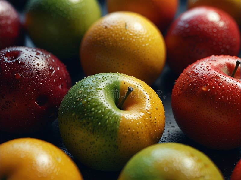 Mixed Fresh Colorful Fruit Image Stock Illustration - Illustration of ...