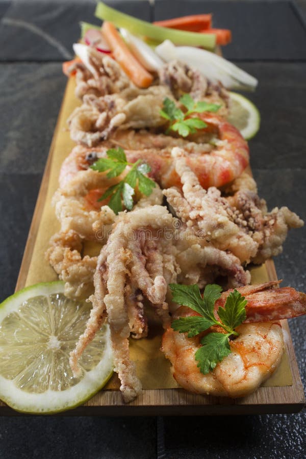 Mixed fried fish stock image. Image of lemon, cook, fish - 109322351