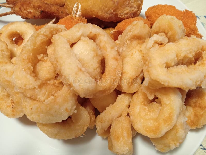 Mixed Fried Fish with Squid Rings, Crab Claws, Battered Cod and Fish ...