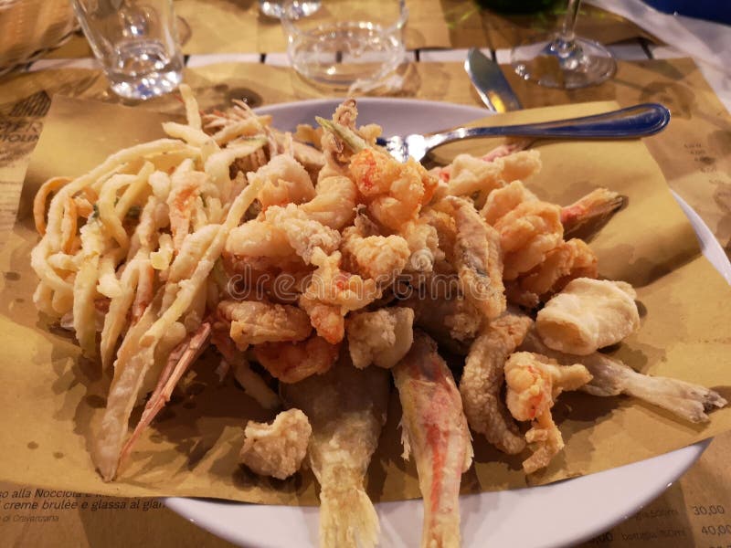 Mixed Fried Paranza with Battered Vegetables Stock Photo - Image of ...