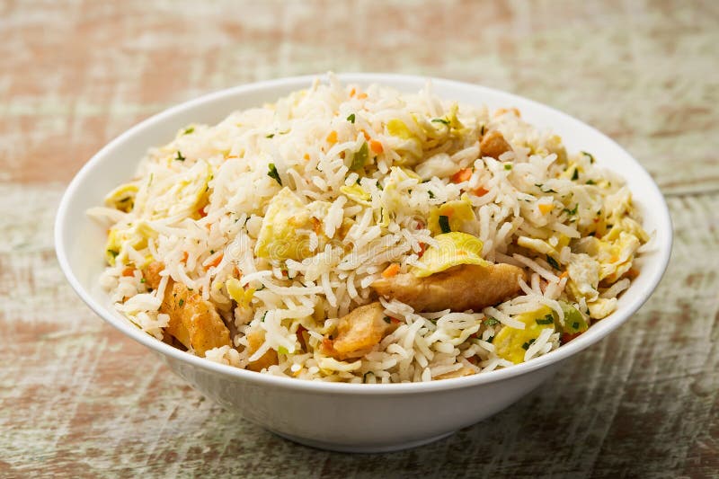 Mixed Fried Rice Include Egg, Chicken, Shrimp and Prawn Served in Dish ...