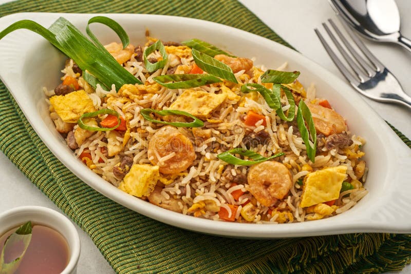 Mixed Fried Rice Served in a Dish Isolated on Grey Background Side View ...