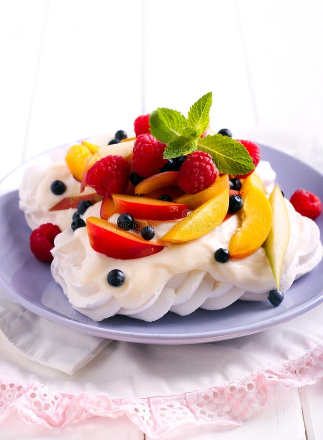 Mixed Fruit and Berry Pavlova Stock Photo - Image of snack, sweet: 74052626