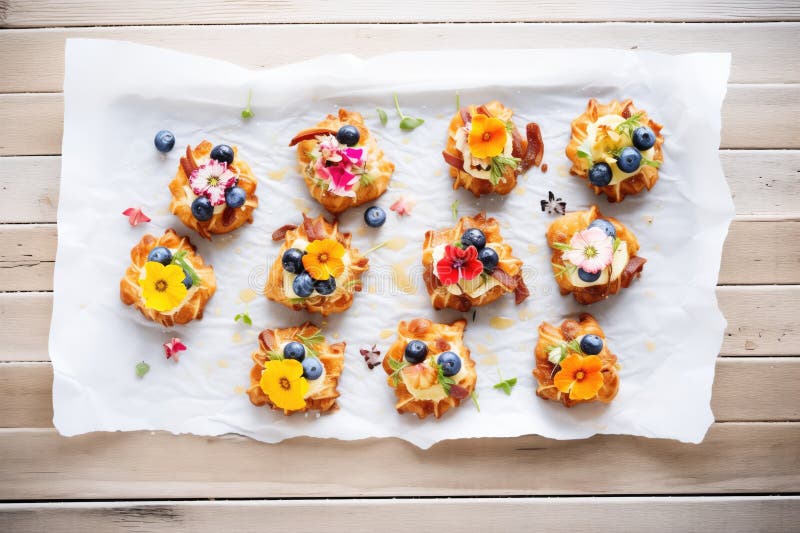 Mixed Fruit Danish Pastries on Parchment Paper Stock Illustration ...