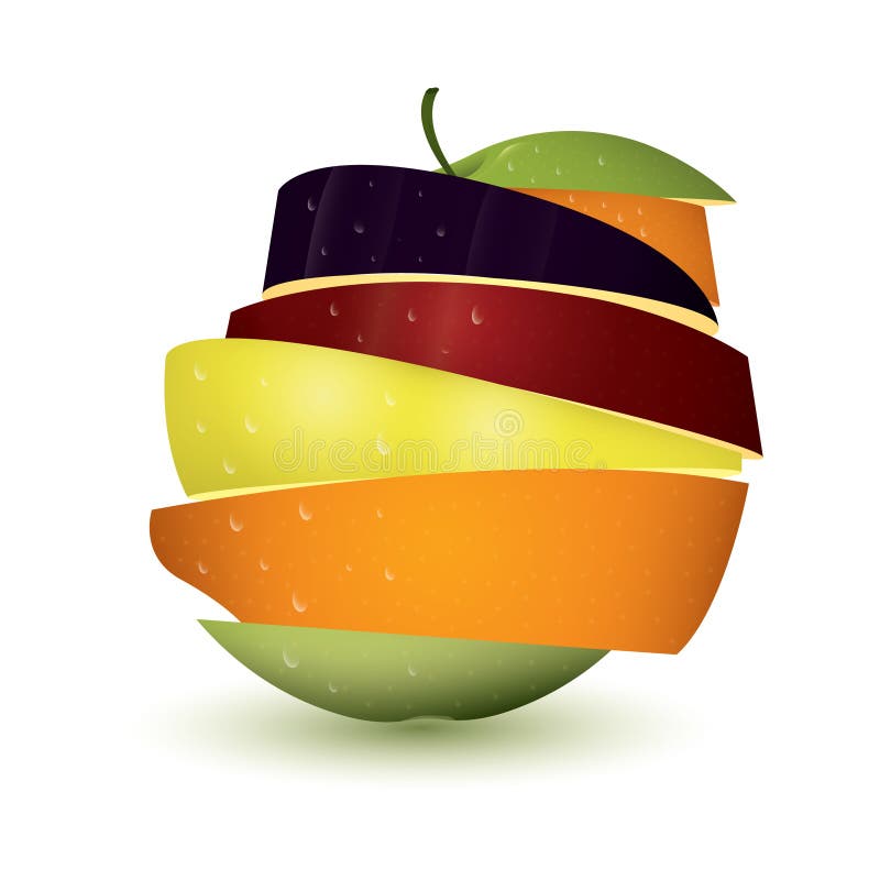 Mixed Fruit in Slices. Vector Illustration Decorative Design Stock ...