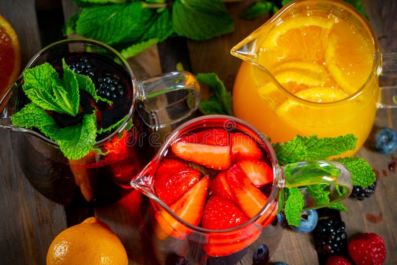 Mixed fruit tea with mint stock photo. Image of fresh - 189959168