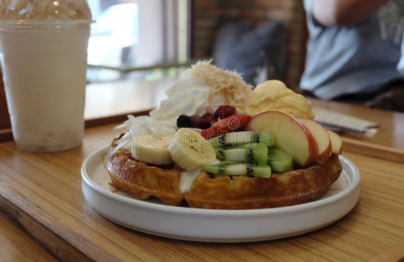 Mixed Fruit Topping on Pancake Stock Image - Image of apple, topping ...