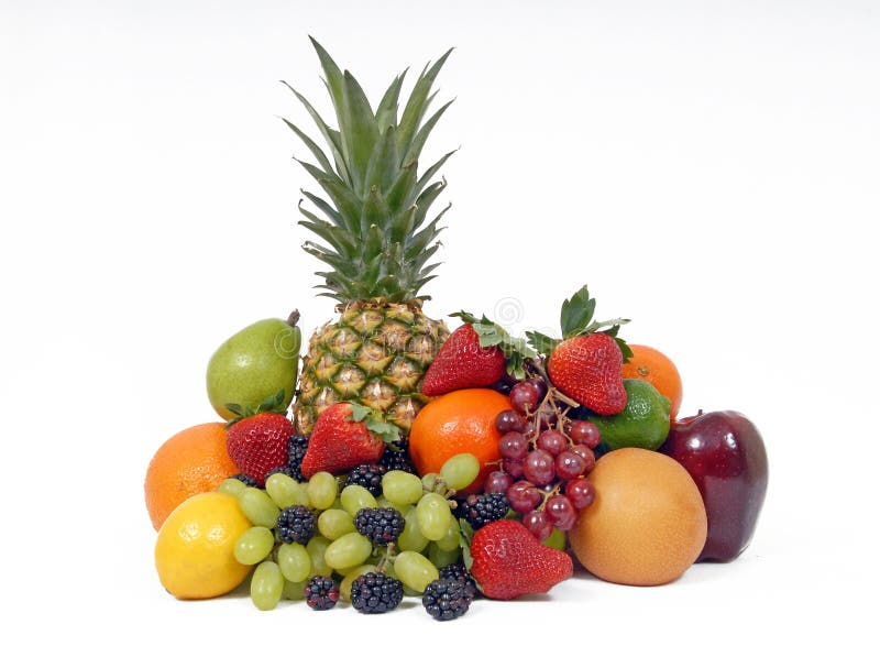 Mixed Fruit on White Background Stock Photo - Image of carbs, colorful ...