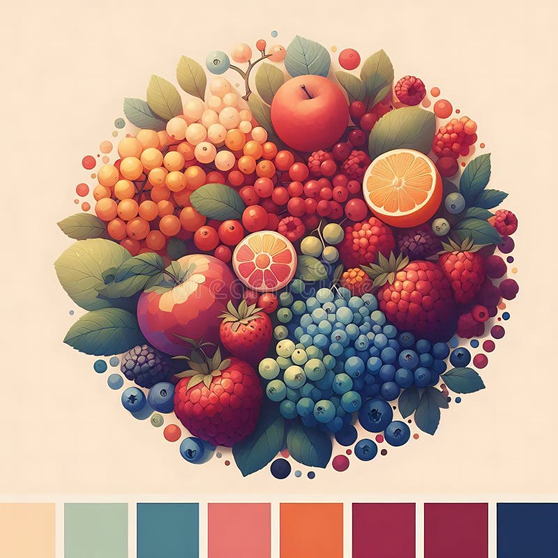 Mixed Fruits Color Palette, Abstract Color Template Stock Illustration ...
