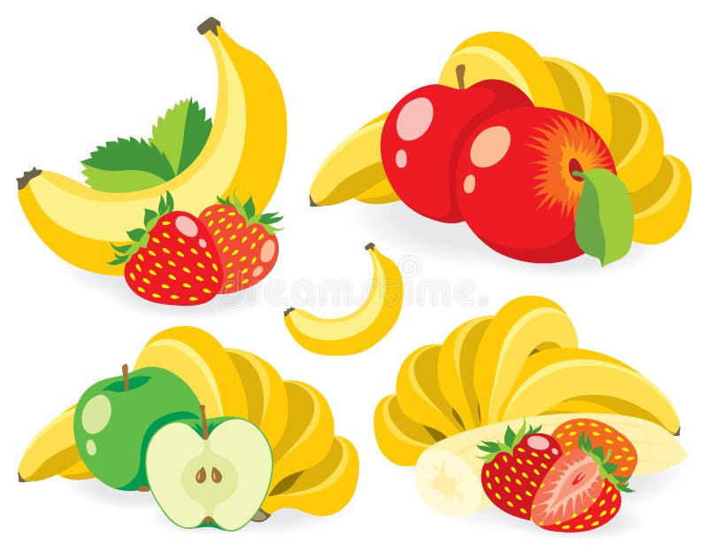 Mixed Fruits Vector Illustrations Stock Vector - Illustration of ...
