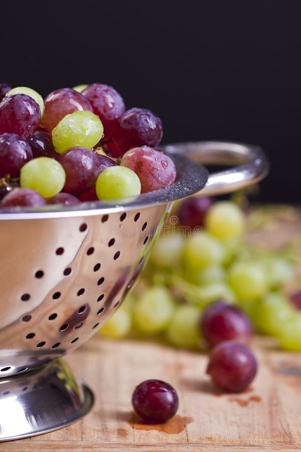 Mixed Grapes of Different Varieties. Grapes in a Wooden Bowl Isolated ...