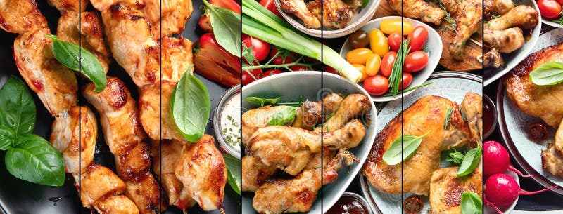 Mixed Grilled Chicken Collage Stock Image - Image of cooking, skewer ...