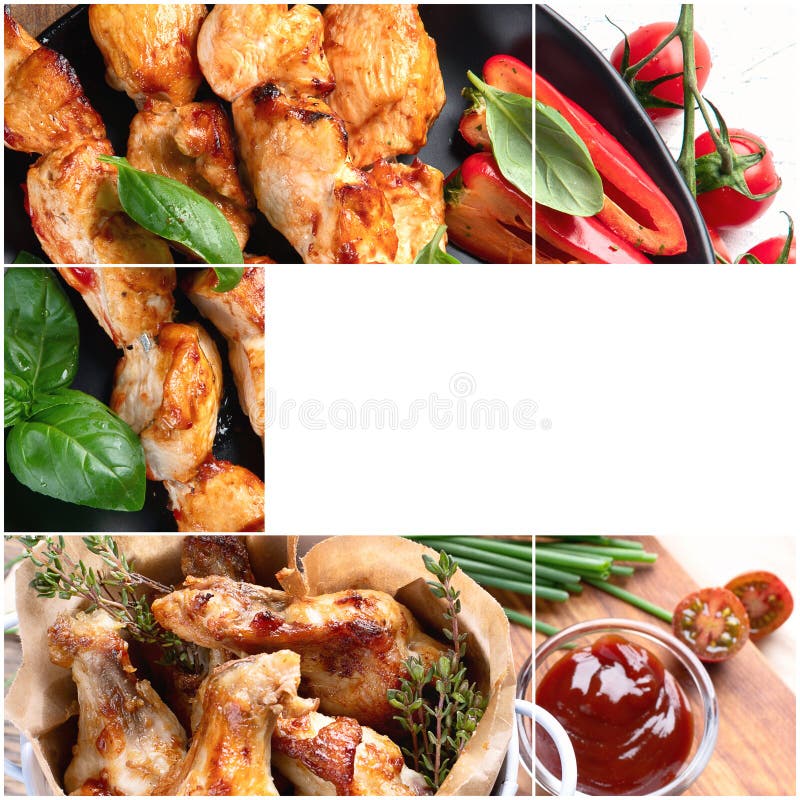 Mixed Grilled Chicken Collage Stock Image - Image of meat, meal: 208371917
