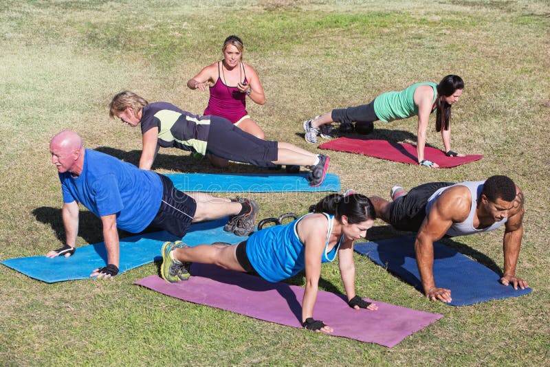 Mixed Group Doing Boot Camp Exercise Stock Photo - Image of european ...
