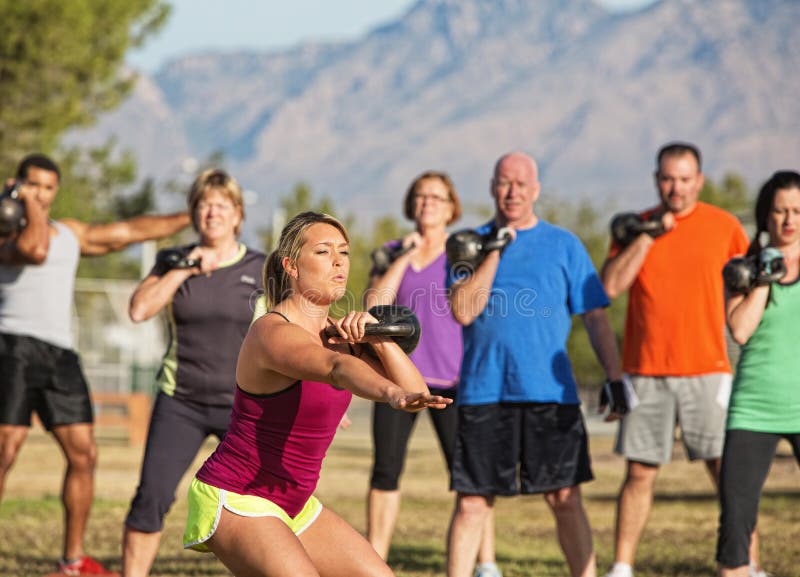 Mixed Group of People Exercising Stock Image - Image of latino, fitness ...