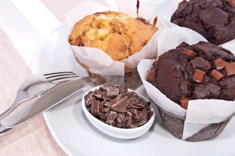 Mixed Homemade Muffins on a Plate Stock Photo - Image of food, baked ...
