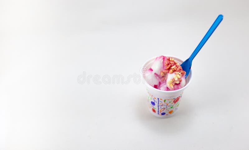 Mixed Ice Cream in Sundae Cup on White Background Stock Photo - Image ...