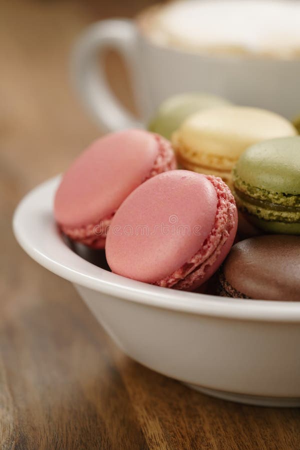 Mixed Macarons in Bowl Closeup Shot Stock Image - Image of color ...
