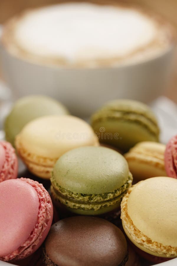 Mixed Macarons in Bowl Closeup Shot Stock Photo - Image of french ...