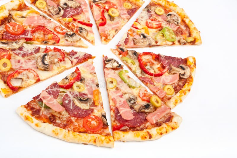 Mixed Meat and Vegetables Pizza Stock Image - Image of green, fattening ...