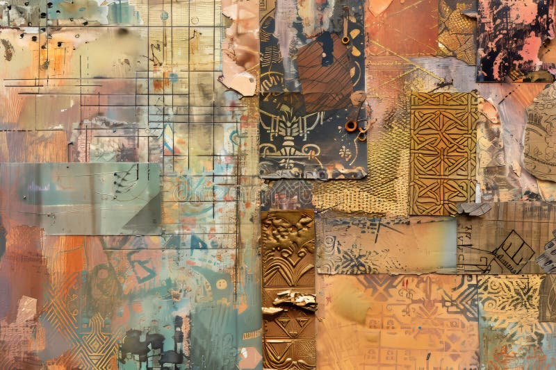 A Mixed-media Abstract Collage, with Layers of Texture and Intricate ...