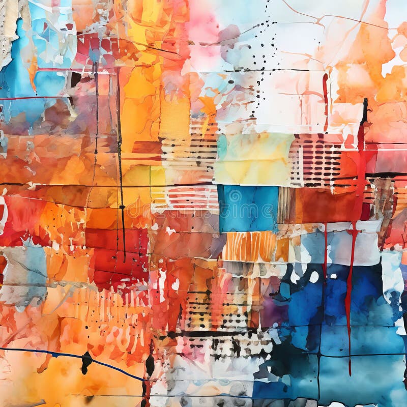 A Mixed Media Abstract Watercolor Artwork with Textural Elemet Stock ...