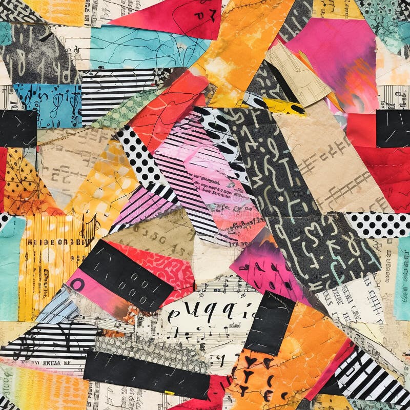 Mixed Media Art, Seamless Pattern from Multicolored Patches. Generative ...