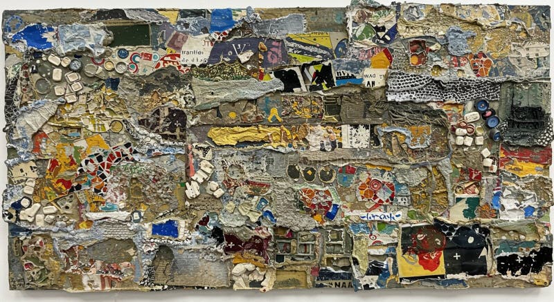 Mixed Media Artwork Featuring a Vibrant Collage of Various Materials ...