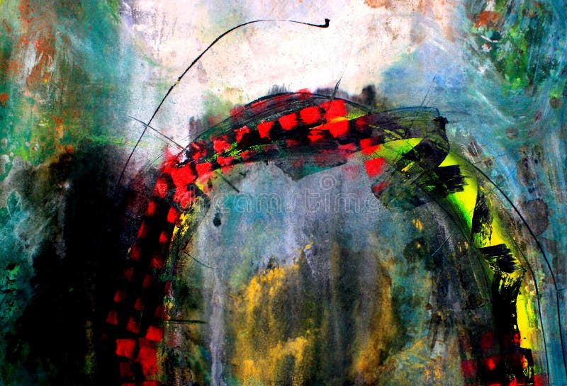 Mixed Media Painting with Nature Element Stock Illustration ...