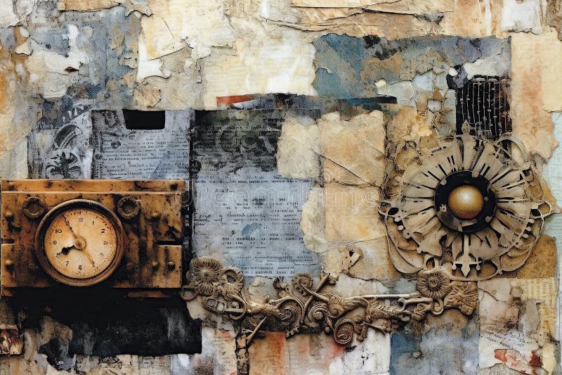 Mixed Media Collage Incorporating Various Materials Generative AI Stock ...