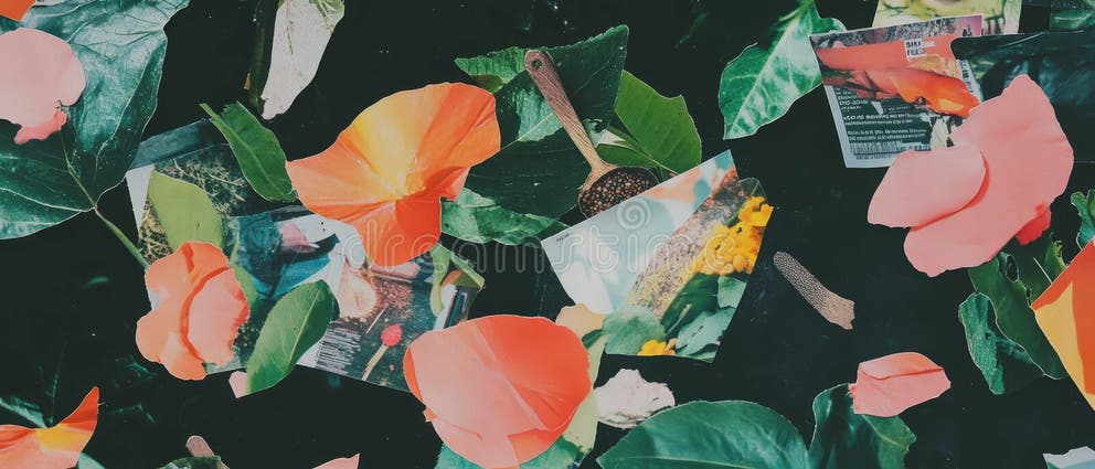 Mixed Media Collage Inspired by Gardening with Colorful Textures and ...