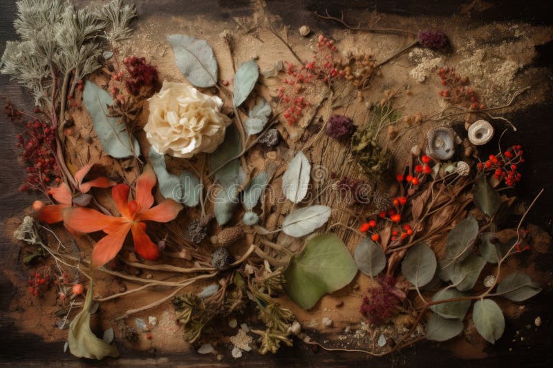 Mixed Media Collage of Natural and Artificial Elements Stock ...