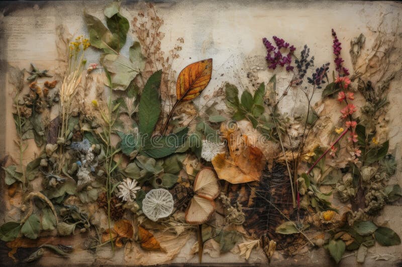 Mixed Media Collage of Natural and Artificial Elements Stock ...