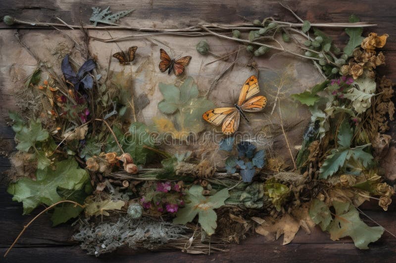 Mixed Media Collage of Natural and Artificial Elements Stock ...