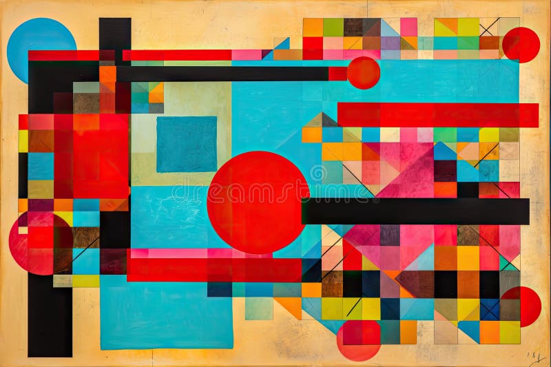 Mixed-media Geometric Composition with Bold and Bright Colors Stock ...