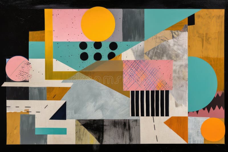 Mixed-media Geometric Composition with Bold Shapes and Colors Stock ...