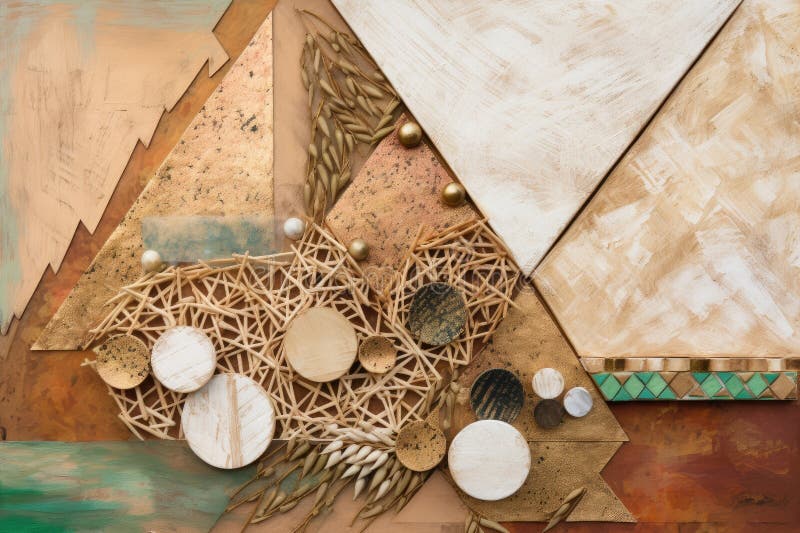 Mixed-media Geometric Composition with Natural Materials and Textures ...