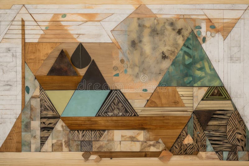 Mixed-media Geometric Composition with Natural Materials and Textures ...