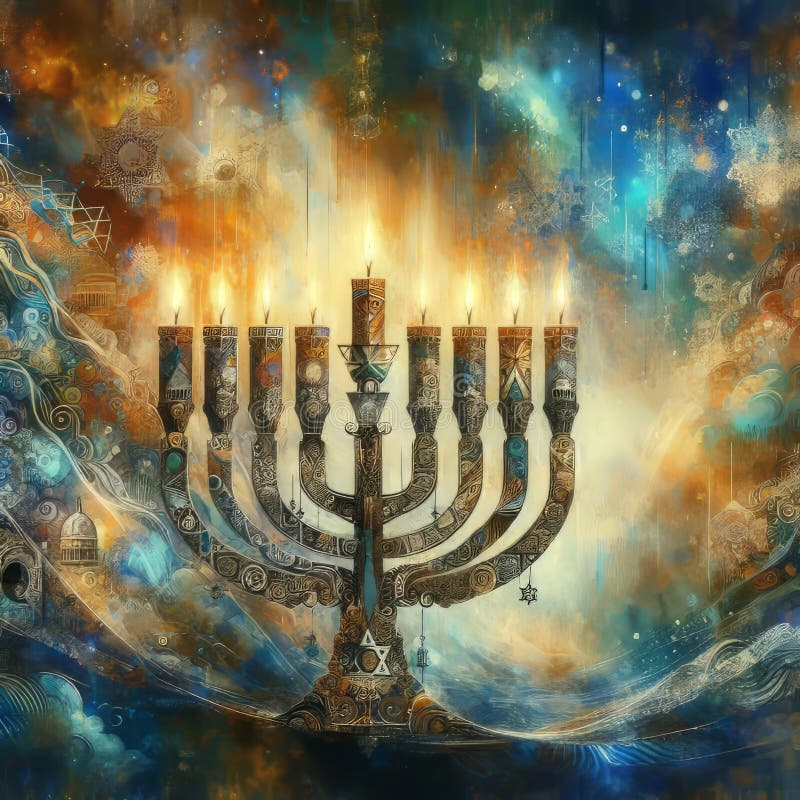 Mixed Media Menorah a Digital Collage of a Menorah with Various Stock ...