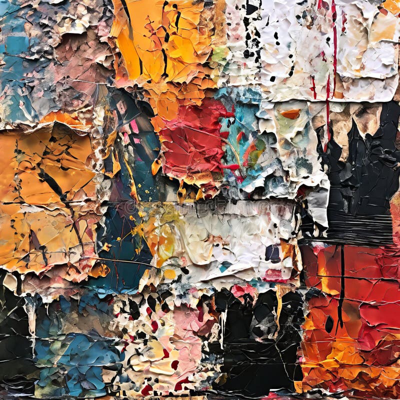 A Mixed Media Painting Incorporating Elements of Collage Paintn Stock ...