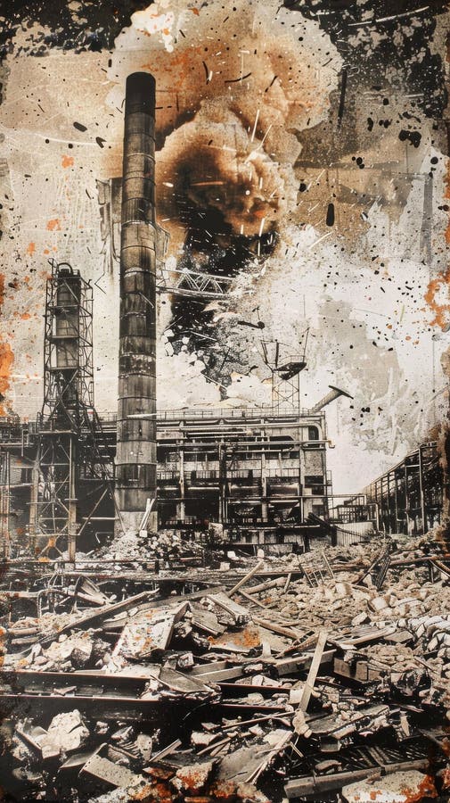 A Mixed Media Piece Showcasing the Devastation Caused by a Factory ...