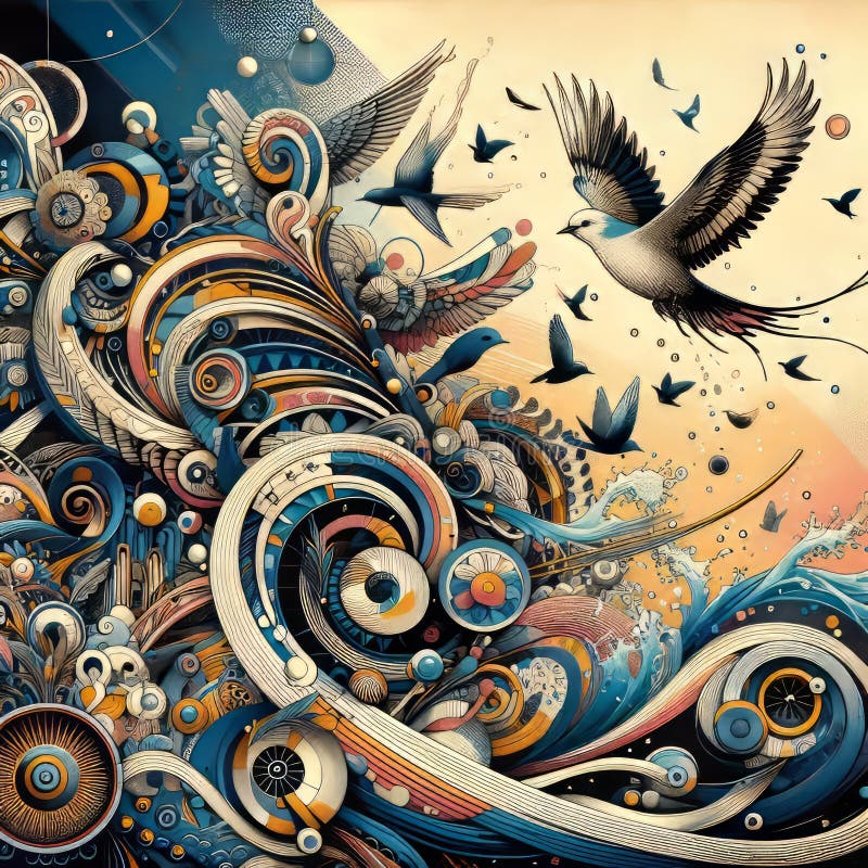 A Mixed Media Print Combining Traditional Rintmaking Technique Stock ...