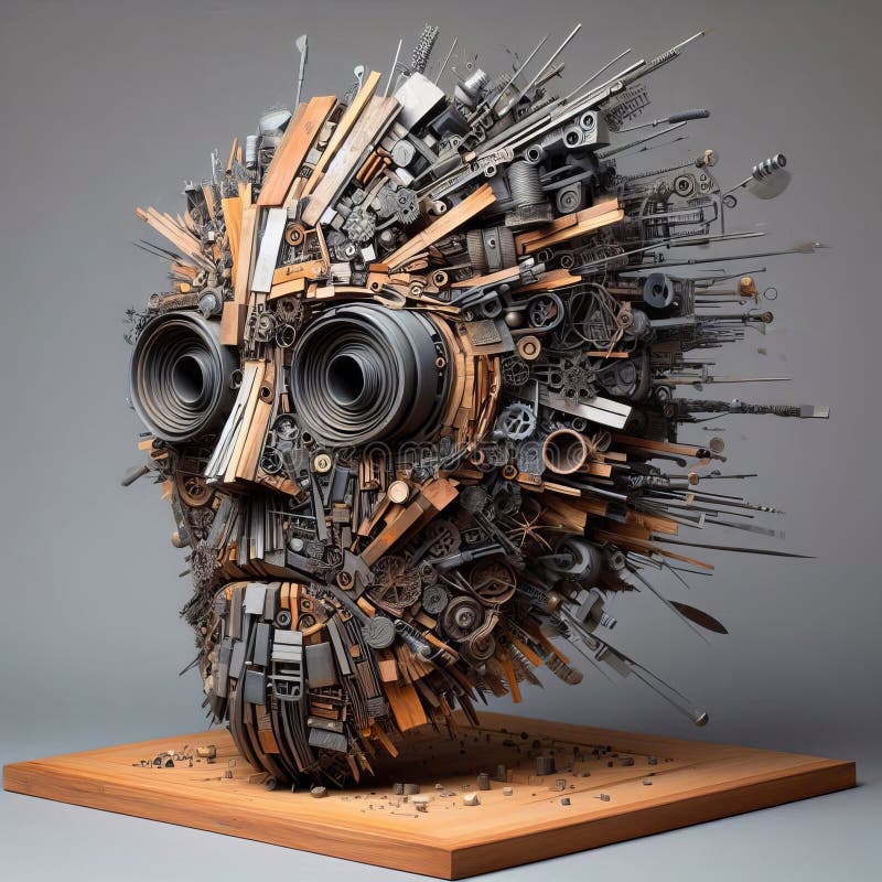 36 89. a Mixed Media Sculpture Incorporatig Elements of Metal Stock ...
