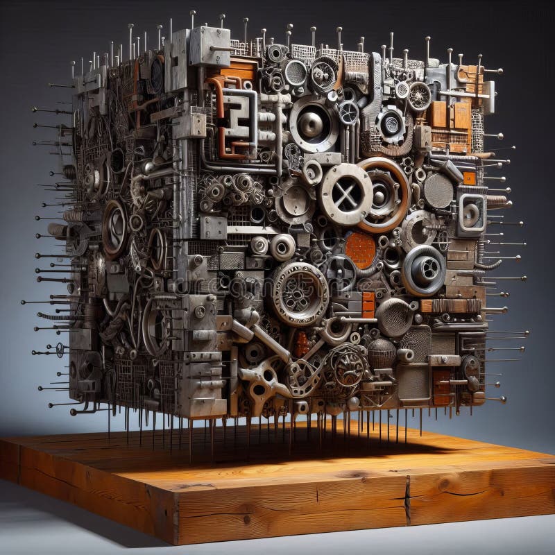 39 89. a Mixed Media Sculpture Incorporatig Elements of Metal Stock ...