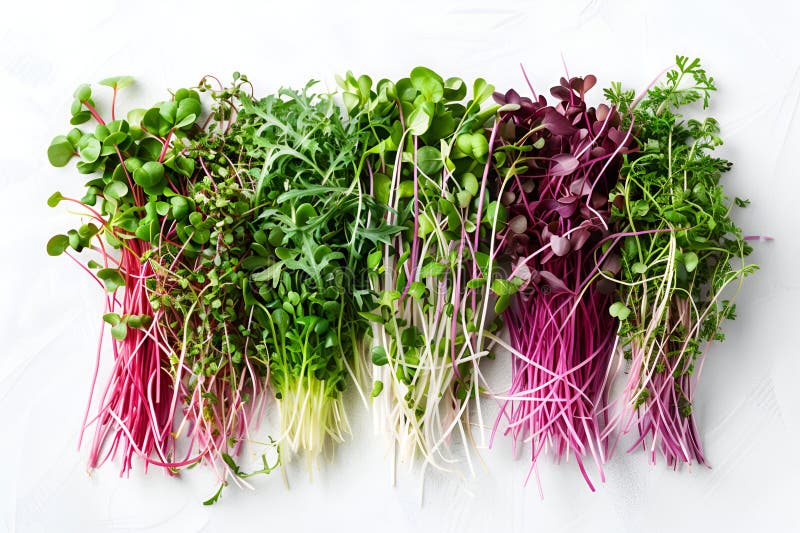 Mixed Microgreens on a White White Background Top View. Delivery of ...