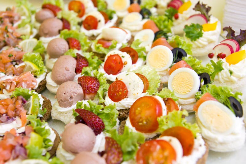 Mixed mini canapes stock image. Image of prepared, meat - 32887671