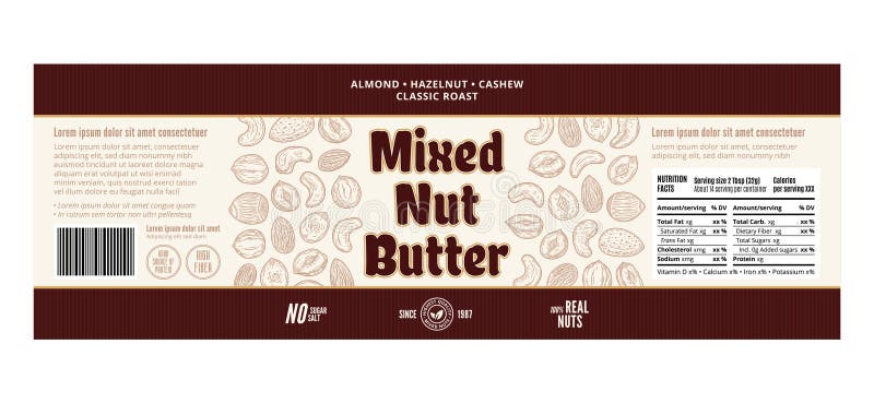 Mixed Nut Butter Label and Packaging Design Template Stock Vector ...